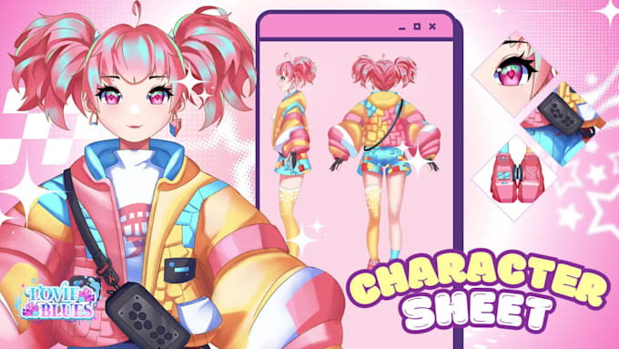 Design your vtuber model character sheet anime art style by Andi ...