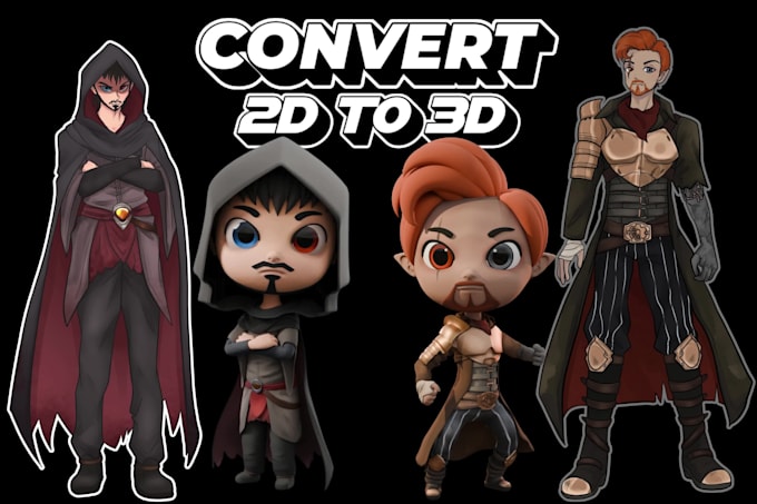 Convert 2d to 3d cartoon, 2d to 3d character, 3d modeling and rendering ...