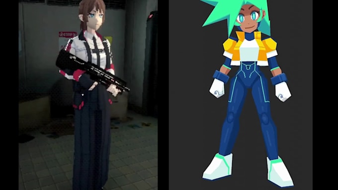 Design low poly retro 3d character and props in psx ps1 ps2 style vr ar ...