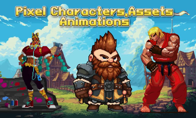 Create pixel art character, pixel sprite assets 8bit 16bit pixel art animation by David ...