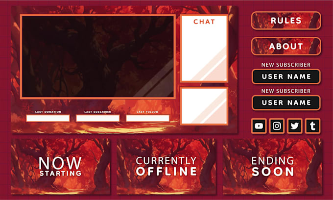 Design anime vtuber twitch or youtube stream overlay by Icrown_studio ...