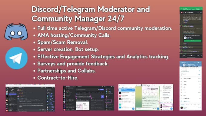 Be your nft discord telegram moderator and community manager by ...