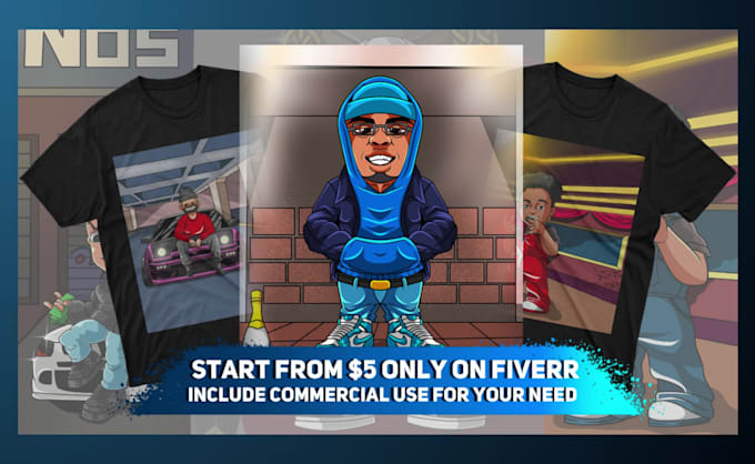 Do unique t shirt design in cartoon style for your merchandise by ...