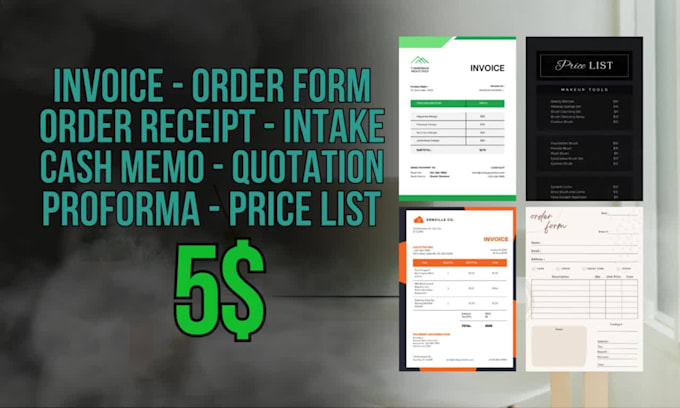 Design invoice, order form, order receipt, quotation, cash memo, and ...