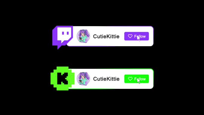 Do animated follow button for twitch kick youtube tiktok instagram game ...