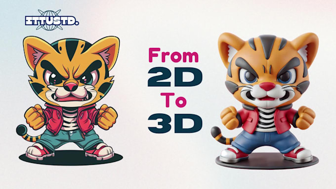 Convert your 2d art into 3d model in blender for by Ittustudio | Fiverr