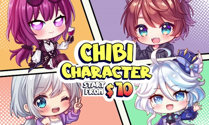 Draw cute anime chibi kawai, vtuber, chibi art, pngtuber character ...