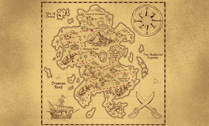Draw a detailed hand drawn fantasy map for your dnd or rpg world by ...