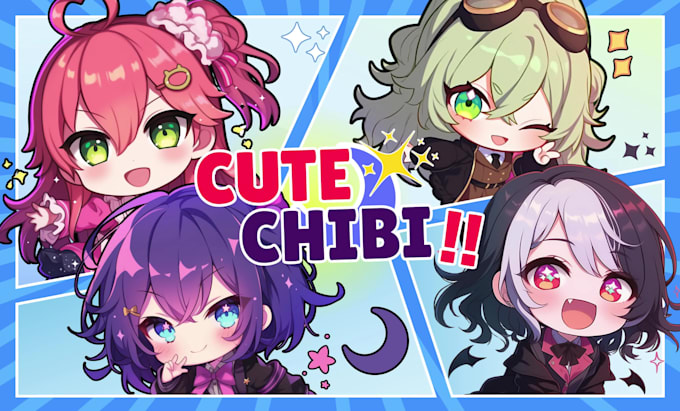 Draw cute anime chibi art character design for pfp, sticker, and sheets ...