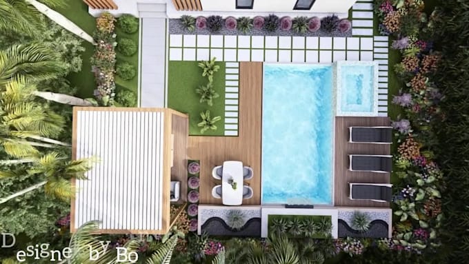 Do backyard design, patio, landscape design,3d modeling, front yard design by Boni007 | Fiverr