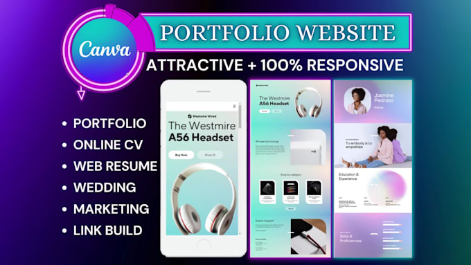 Make portfolio website, marketing, cv website with canva or wordpress ...