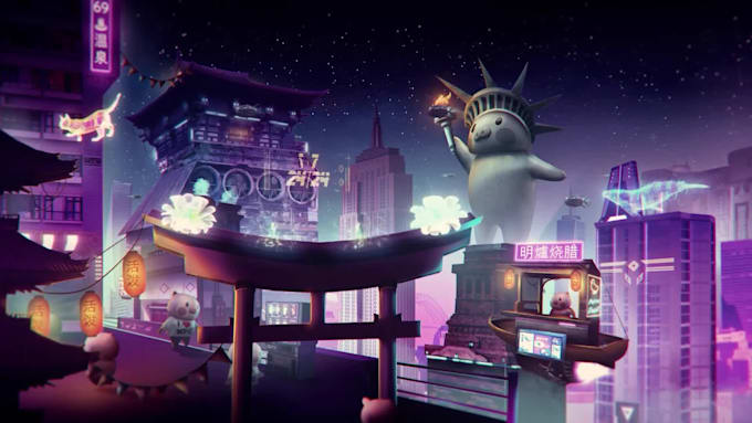 Create an original 2d artwork n animate the scene in a loop by ...