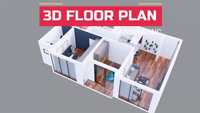 Design 2d to 3d floor plan in 24hours by Andikahnc | Fiverr