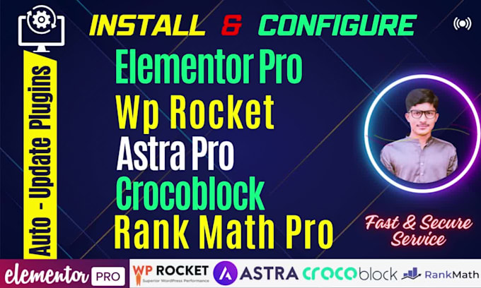 Install elementor pro, astra pro, crocoblock, wp rocket and rank math pro by Awaispro_tech | Fiverr