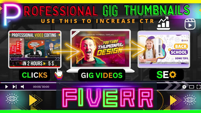 Design clickable attractive fiverr gig image cover and video with neon effect by Rohitsanghu ...