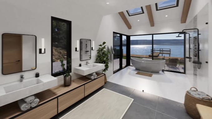 Design and 3d model a luxury bathroom with renderings by Matt_renderings | Fiverr
