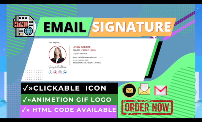 Do design animated html email signature or clickable email signature by Shaharulsadheen | Fiverr