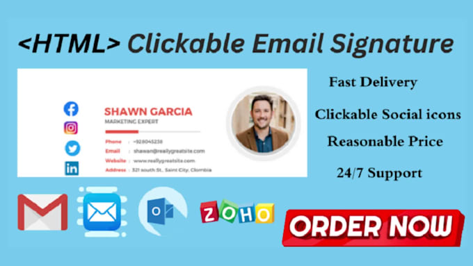 Make email signature html, clickable html email signature by ...