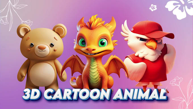 Design 3d cute animal character, modeling cartoon character style and ...