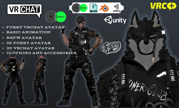 Create custom 3d anime vrchat avatar 3d model vr character vrc nsfw ...