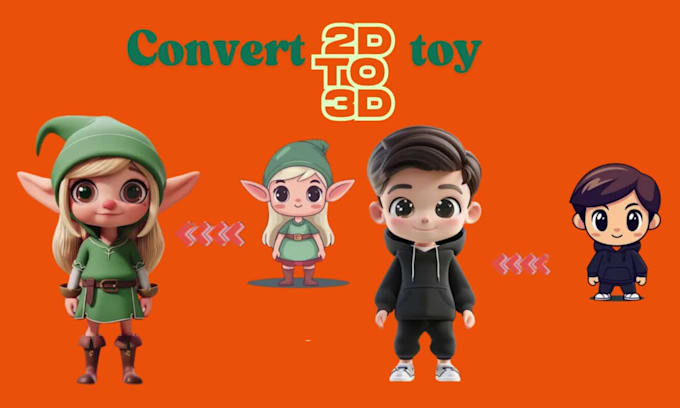 Convert 2d to 3d cute character toy 3d character image to 3d stl 3d ...