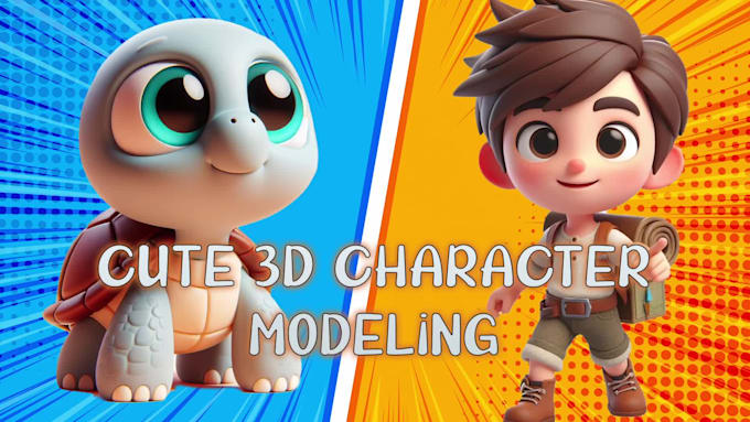 Design cute 3d cartoon character, character modeling, sculpting, and ...