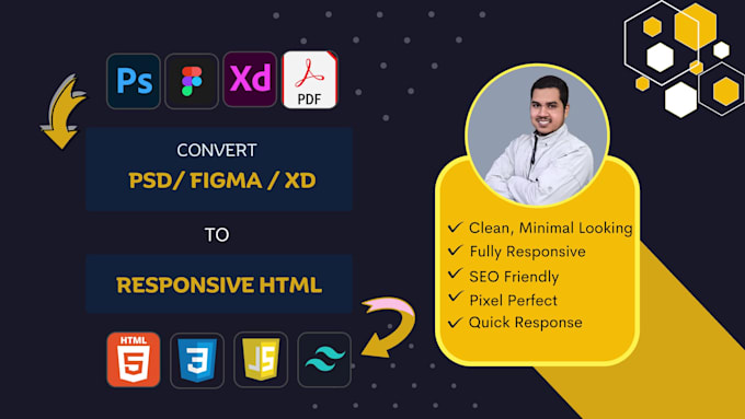 Convert psd, figma to responsive html ecommerce website using tailwind css by Karim_ashraful ...
