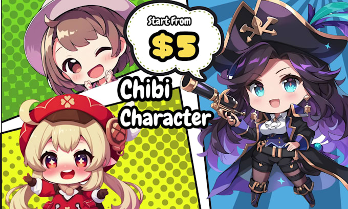 Draw cute anime chibi character designs for profiles, streams and ...