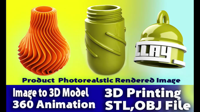 Convert 2d design or image to 3d stl for printing, rendering, gif by ...