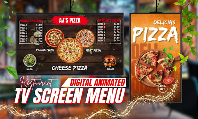 Design digital menu board, tv menu design or restaurant menu by Narrativecolors | Fiverr