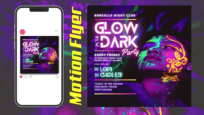 Design premium animated event, party, motion flyer design within 2 ...