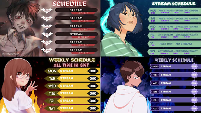Make a custom stream schedule in canva by Ucefdev | Fiverr