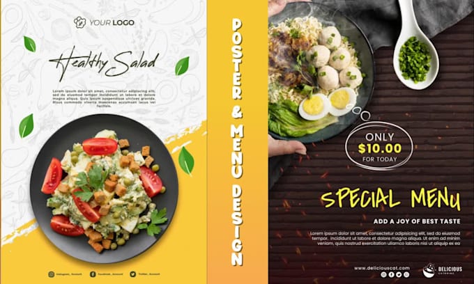 Design restaurant poster, banner, menu card, fast food ads, bar, cafe ...