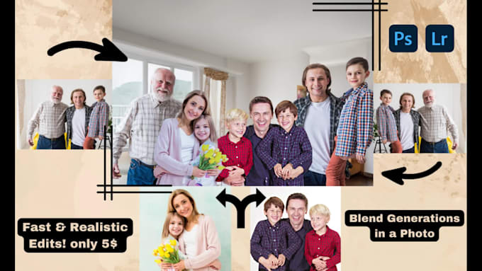 Merge and combine multiple photos, photoshop family portrait by ...