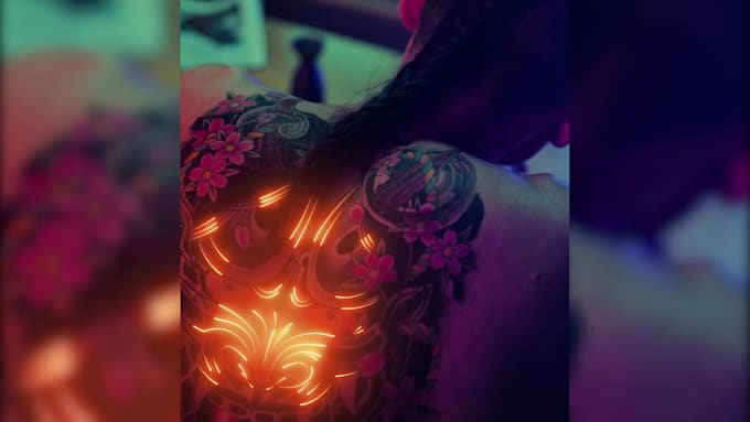 Make neon glowing effects on your tattoo for tik tok video by Satnam ...