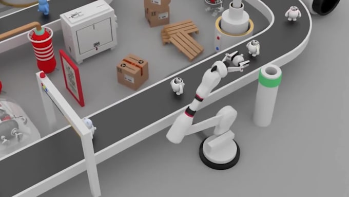 Do 3d industrial factory animation video robotic manufacturing process ...