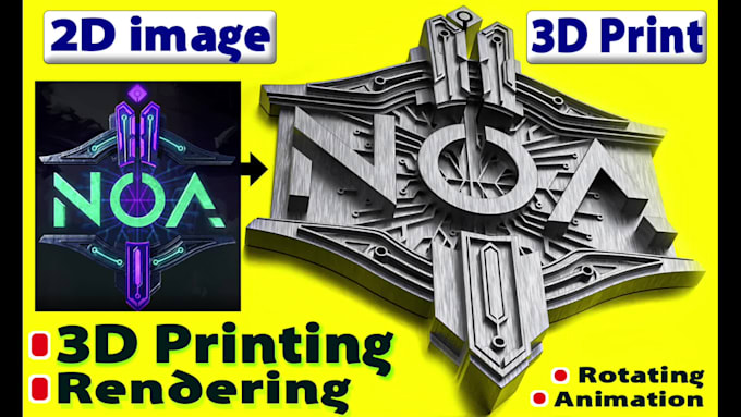 Convert 2d logo to 3d stl file for 3d printing 3d rendering rotating ...
