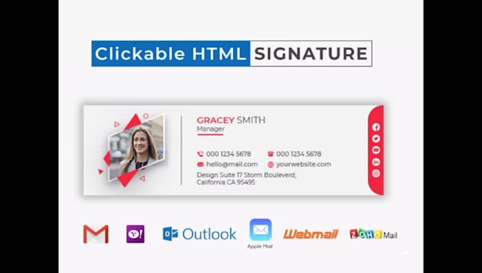 Create professional clickable html gmail signature by Basharbhaiya | Fiverr