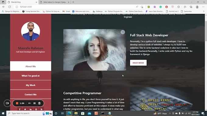 Develop Resume Or Portfolio Blog Website Using Python Django By Bruchu