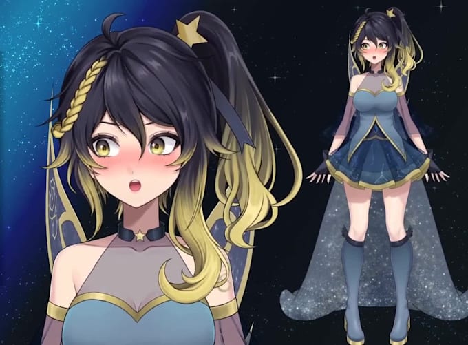 Draw custom png tuber, vtuber model, chibi for live2d stream, animated ...