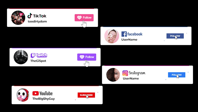 Create follow notification button pop up twitch tiktok by Anandhh | Fiverr
