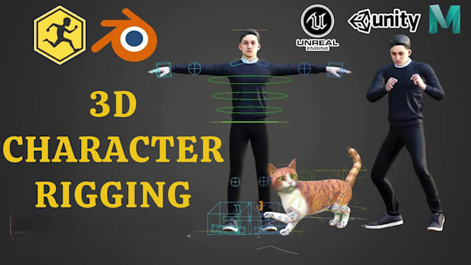 Rig 3d character model human body in blender, maya, unity, mixamo rig ...