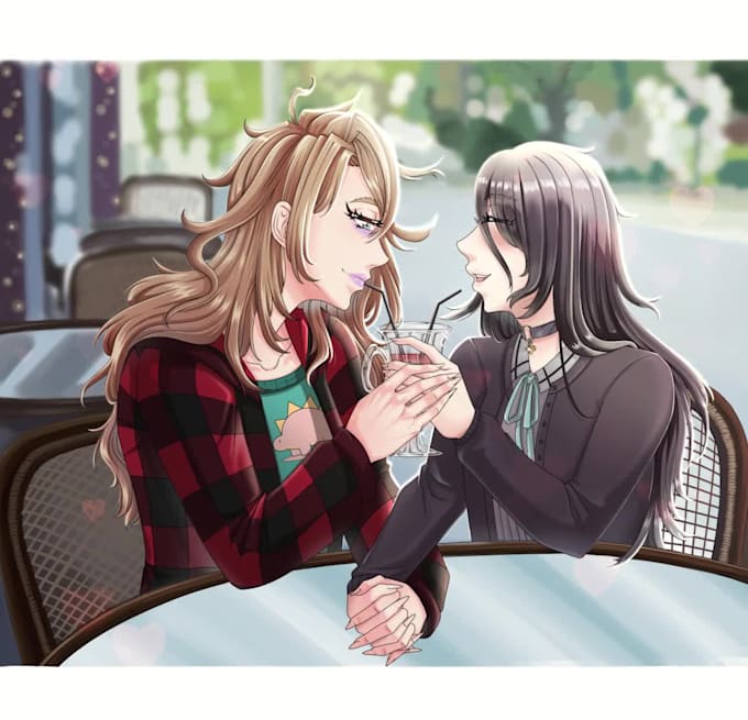 Draw the cutest couple fanart or oc in anime style for you