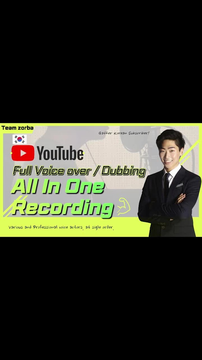 Do full youtube voice over from english to korean by Han_zorba | Fiverr