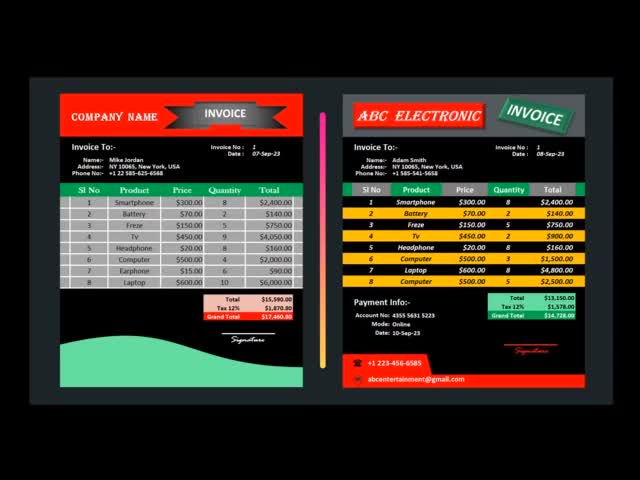 Create professional invoice in excel by Sourab_da | Fiverr