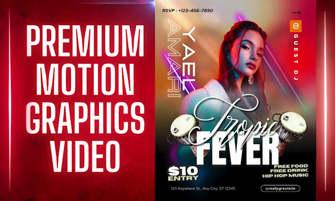 Create motion graphics and animated video party flyer for event, party ...