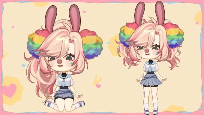 Draw cute anime chibi live2d vtuber, pngtuber,2d vtuber model for ...