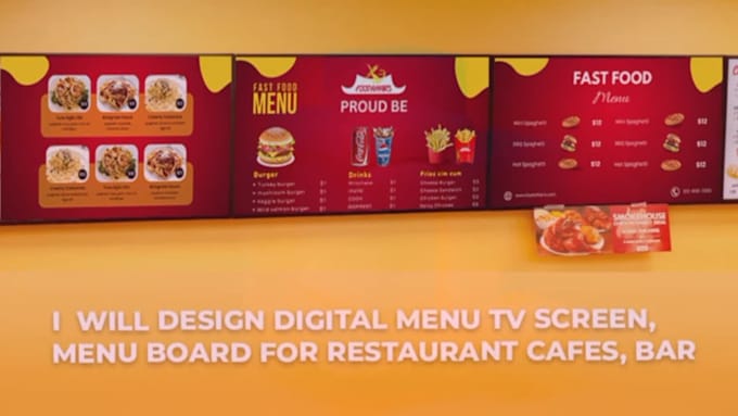 Design digital menu screen,menu board for restaurant cafe by ...