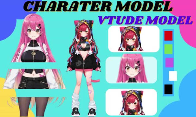 Create custom vtuber model 2d character rigging live2d illustration ...