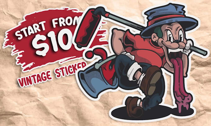 Make vintage custom sticker design by Ariangga | Fiverr